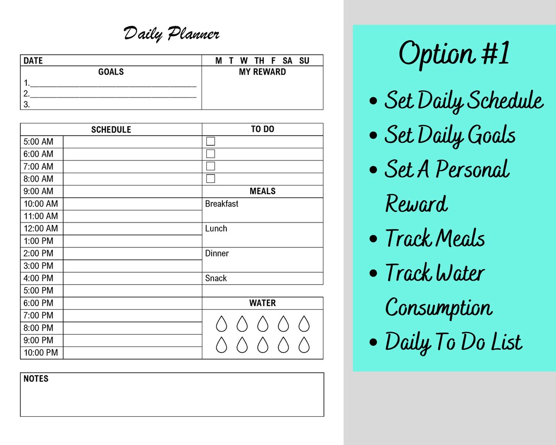 Simple Daily Planner Printable Minimalist Daily Planner Editable Day ...