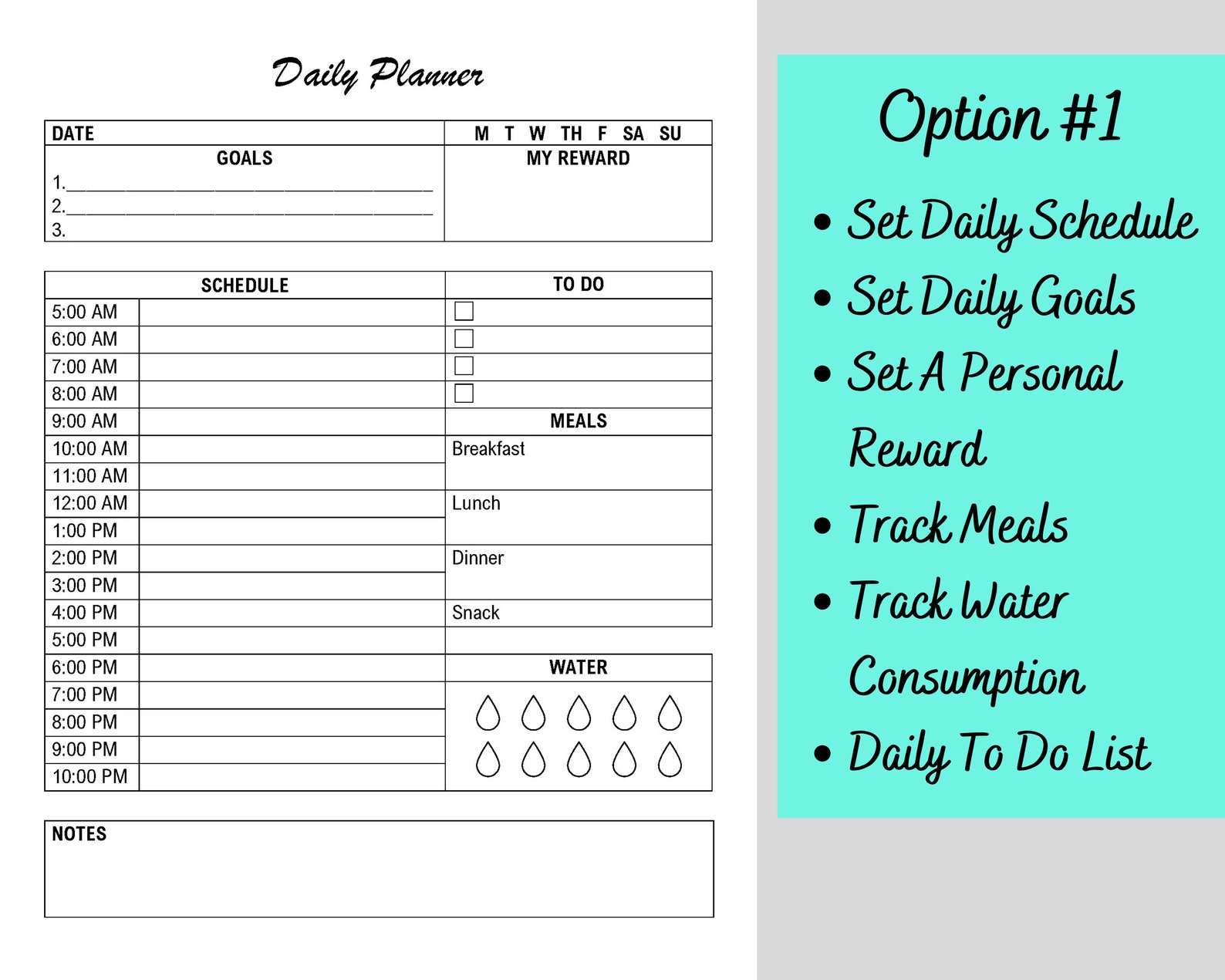 Simple Daily Planner | Printable Minimalist Daily Planner | Editable ...