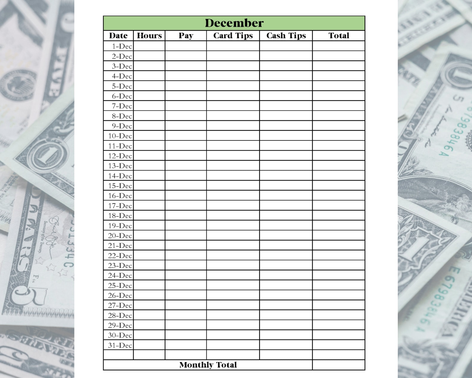 Server Tip Tracker | Tip Tracker Template | Printable Tip Tracker ... Server Tip Tracker | Tip Tracker Template | Printable Tip Tracker ...