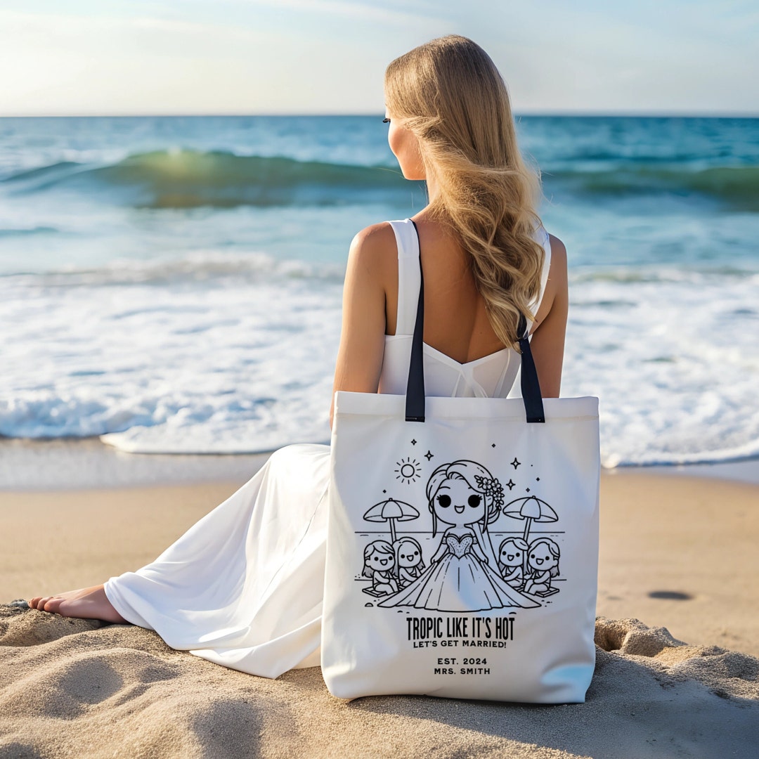 Personalized Destination Wedding Tote, Beachy Stylish Bride Tote ...