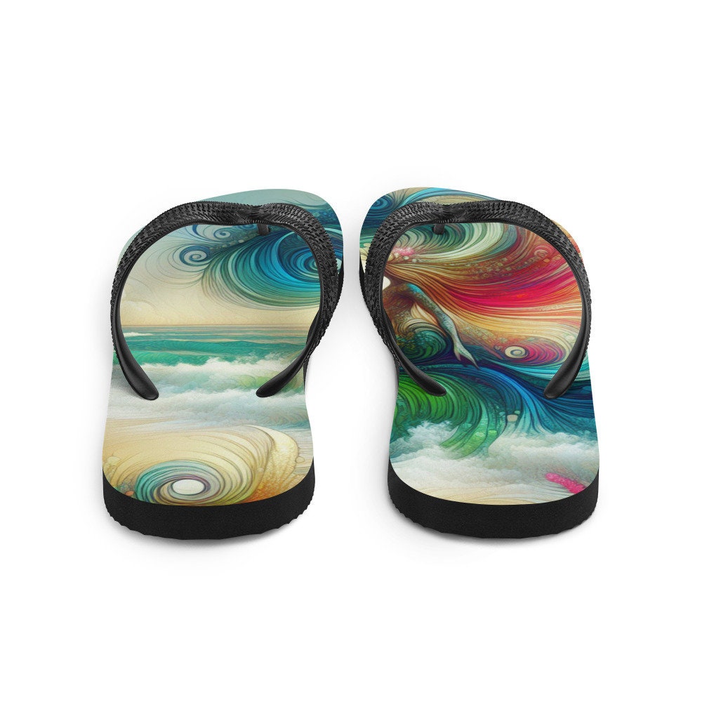 Underwater Fantasy: Abstract Vibrant Sea Mermaid Flip Flops - Etsy