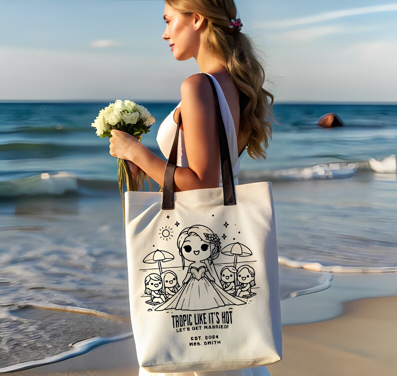 Personalized Destination Wedding Tote, Beachy Stylish Bride Tote ...