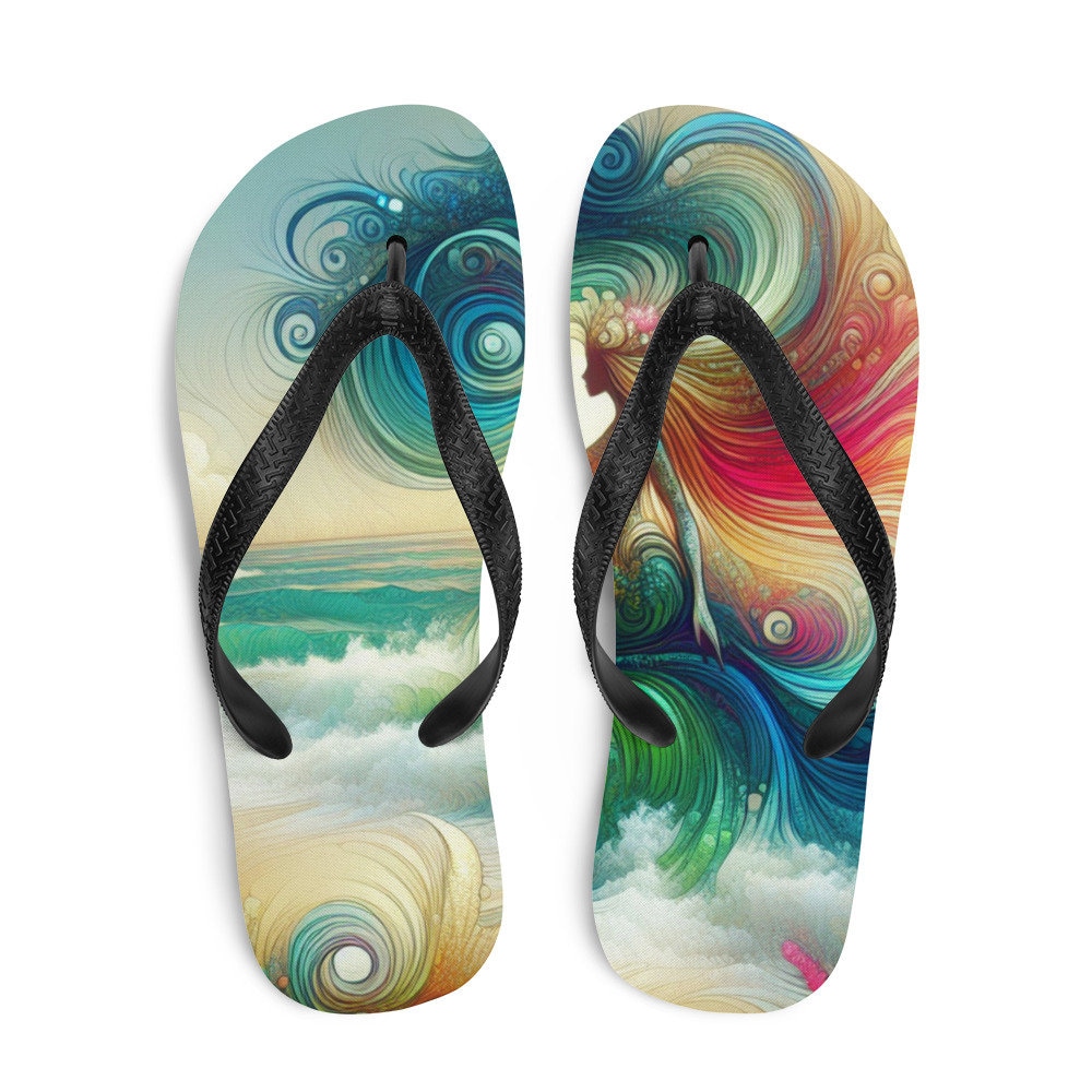 Underwater Fantasy: Abstract Vibrant Sea Mermaid Flip Flops - Etsy