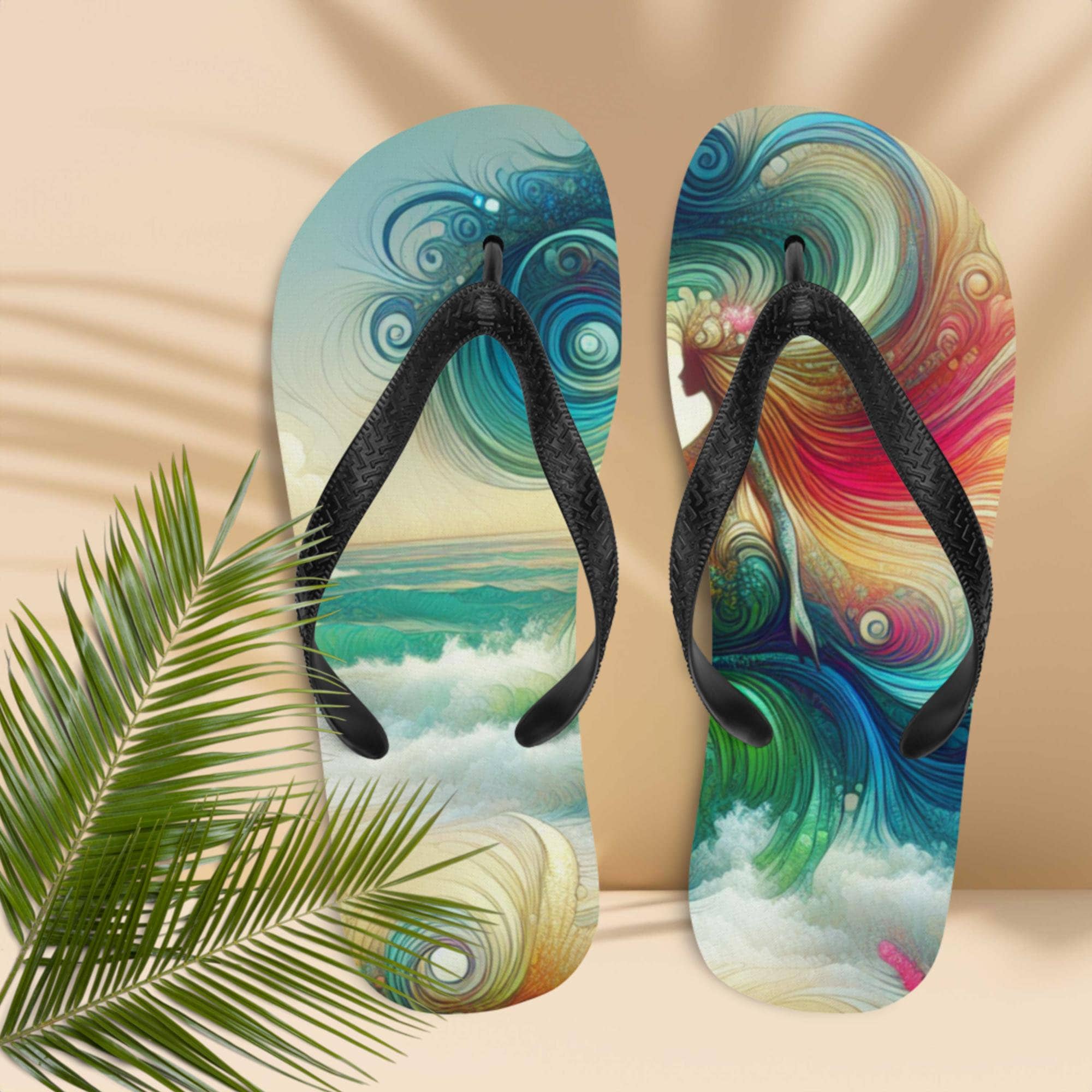 Underwater Fantasy: Abstract Vibrant Sea Mermaid Flip Flops - Etsy