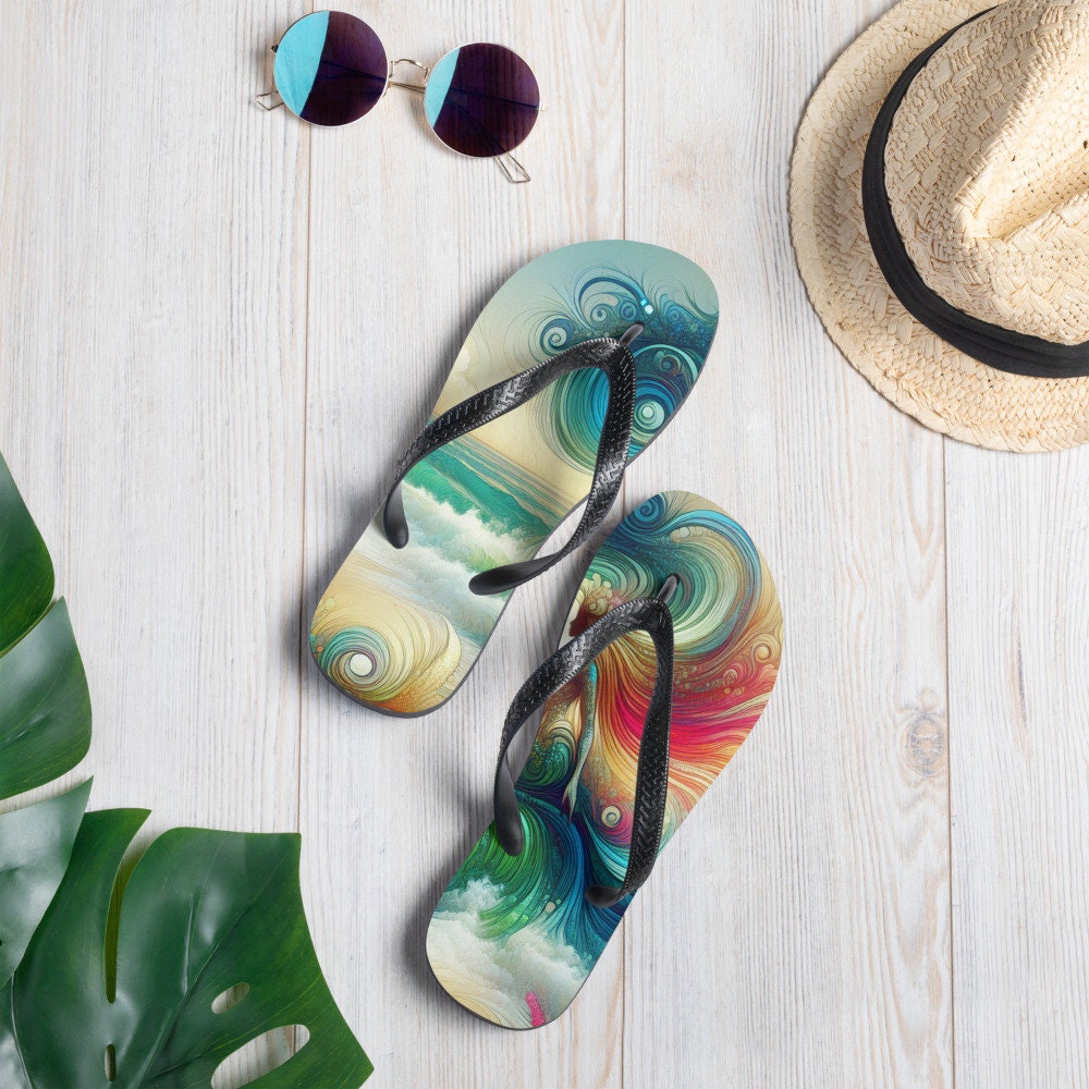 Underwater Fantasy: Abstract Vibrant Sea Mermaid Flip Flops - Etsy