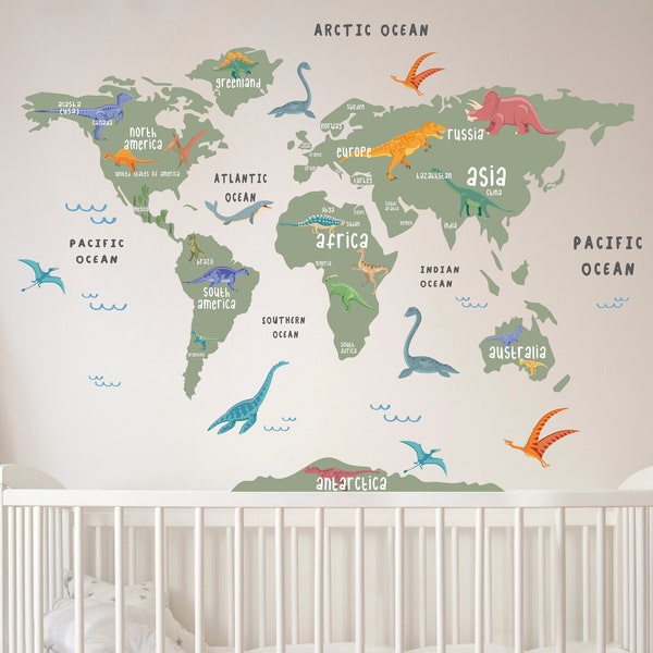 World Map Wall Decal - Etsy