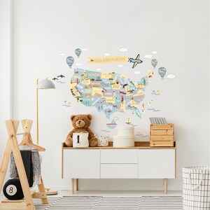 USA Map, United State of America Map, America Map, Map Sticker, Nursery ...