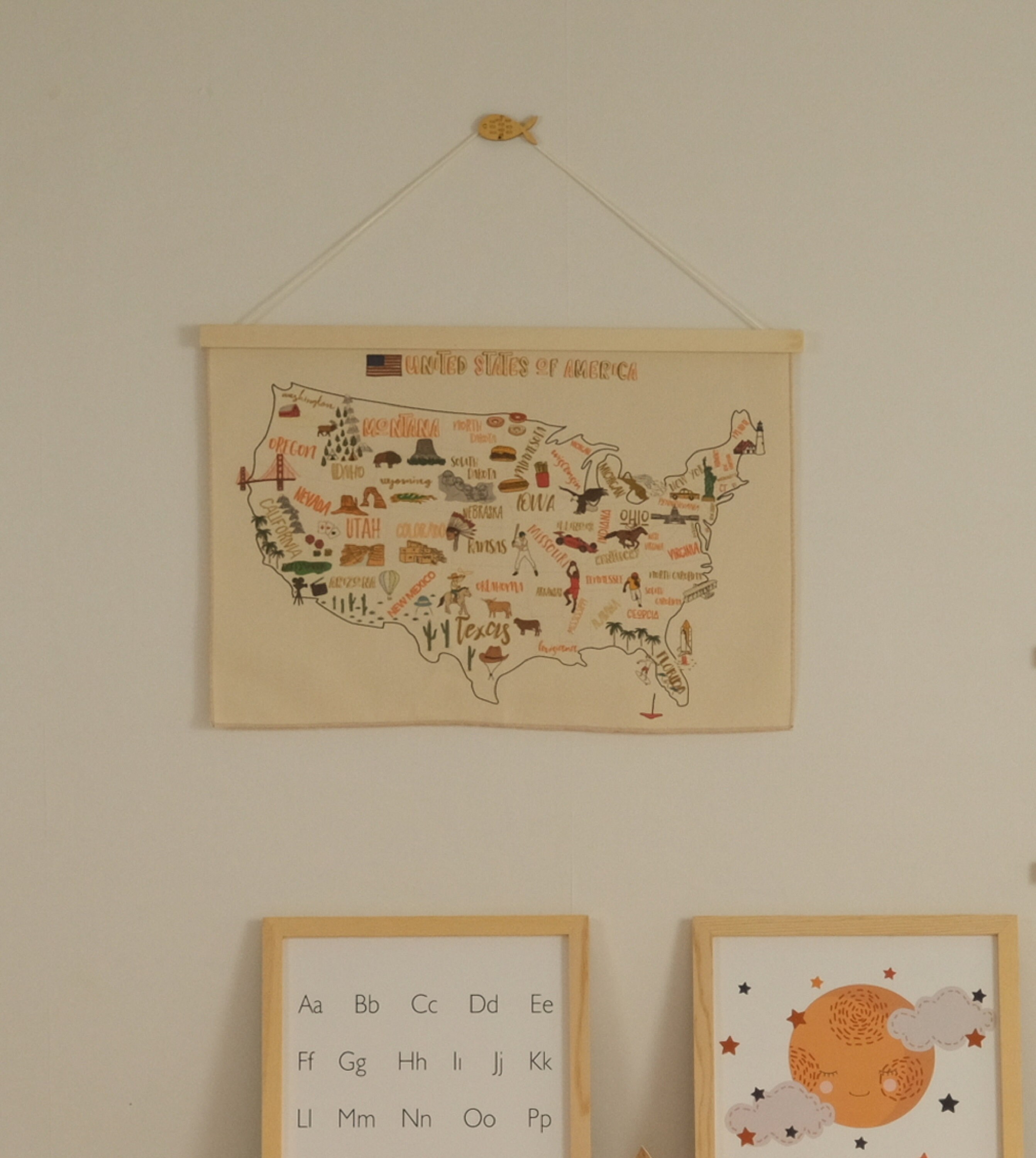 Small U.S.A Map Tapestry Organic Cotton Fabric Tapestry Kid - Etsy
