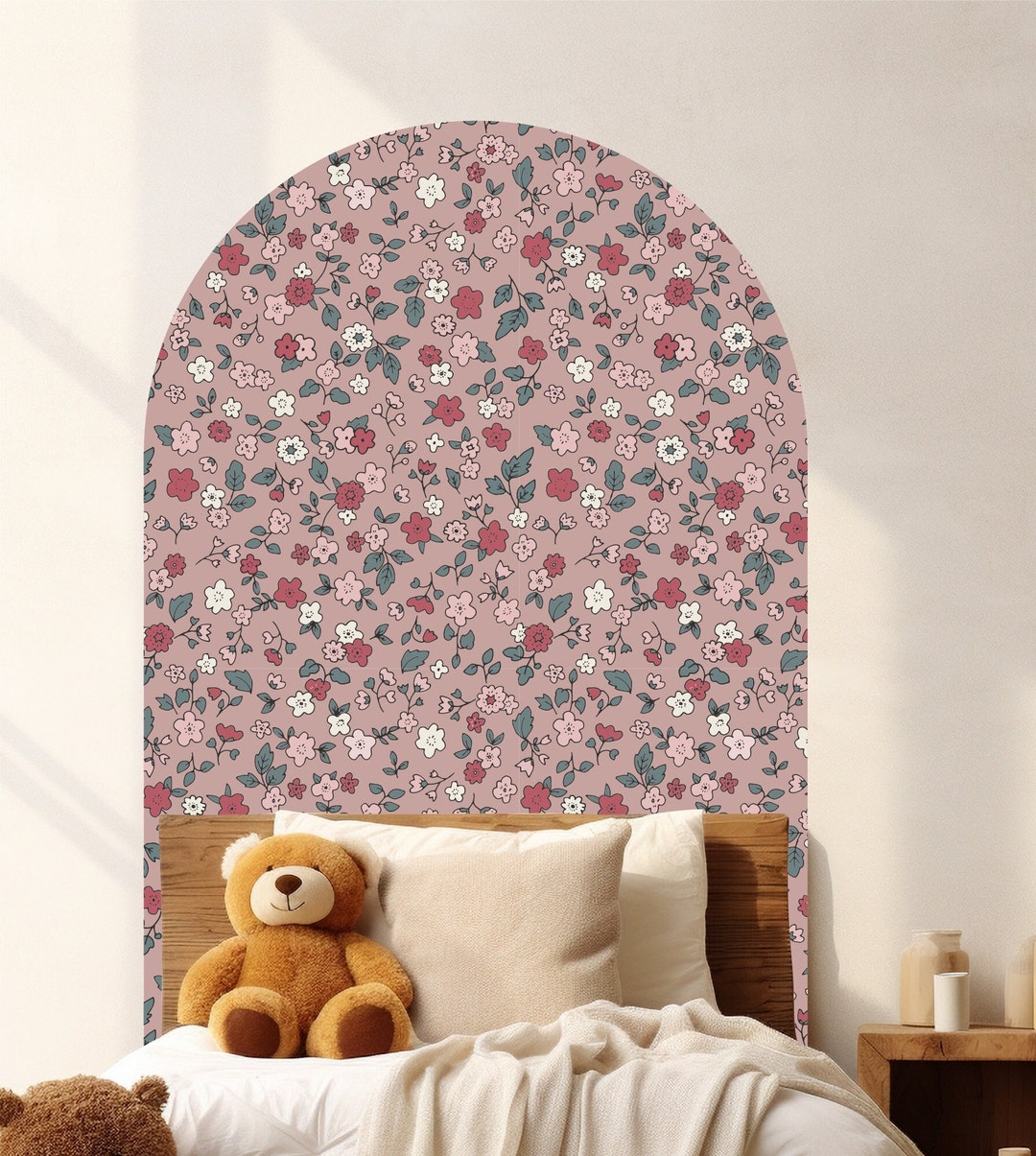 Blush Pink Floral Wall Decal Arch – Peel and Stick Removable Kids Room ...