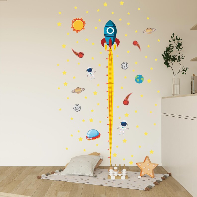 Rocket Growth Chart Wall Decal: Space Nursery Decor, - Etsy