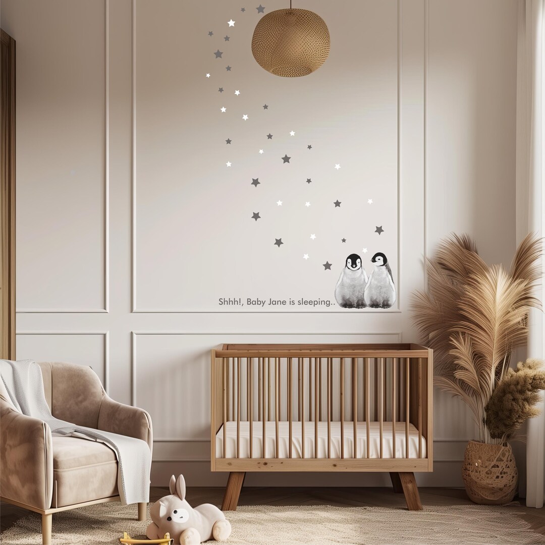 Penguin Wall Decal, Babyroom Wall Decal, Newborn Sleepy Decal, Baby ...