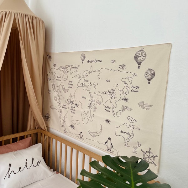 World Map Fabric - Etsy