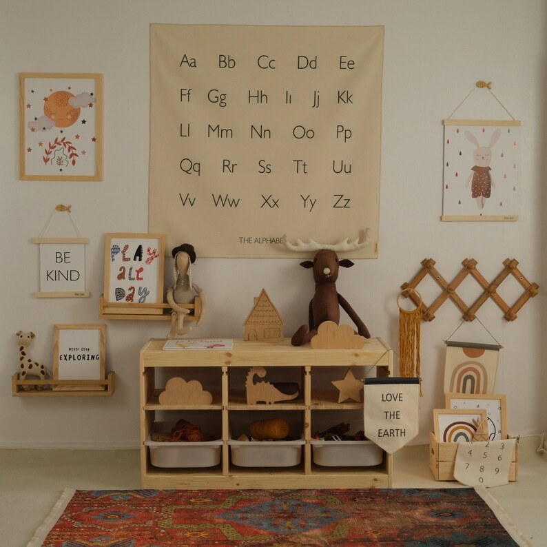 Alphabet Tapestry Organic Cotton Fabric Tapestry Kid Room - Etsy