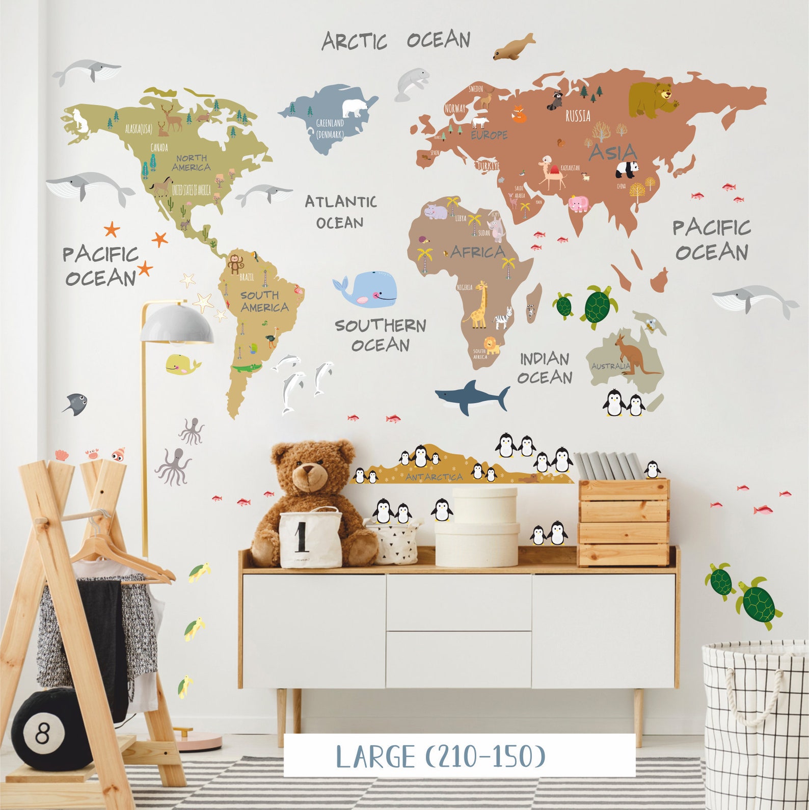 World Map Wall Sticker World Map Wall Decal World Map Decal | Etsy