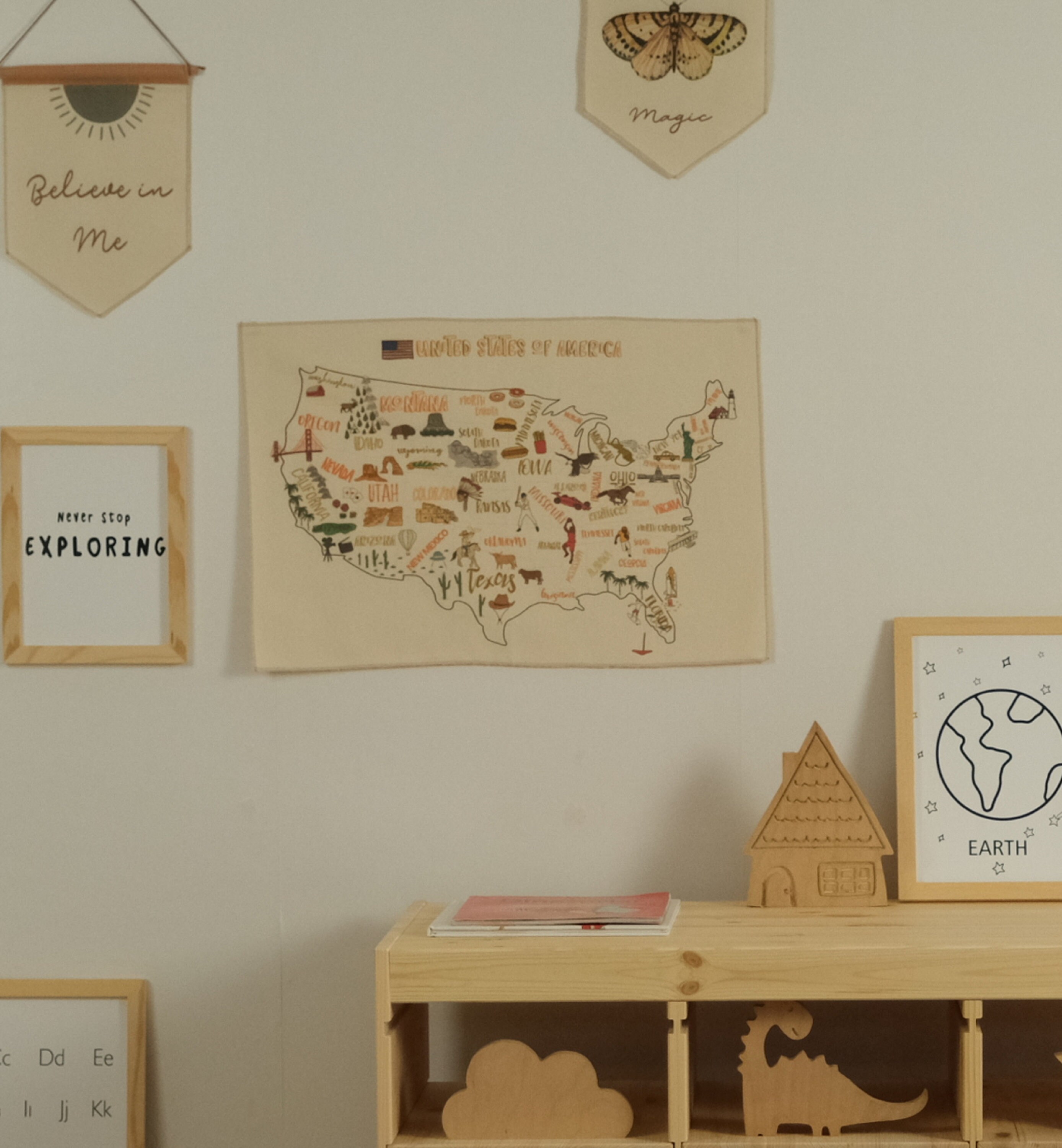 Small U.S.A Map Tapestry Organic Cotton Fabric Tapestry Kid - Etsy