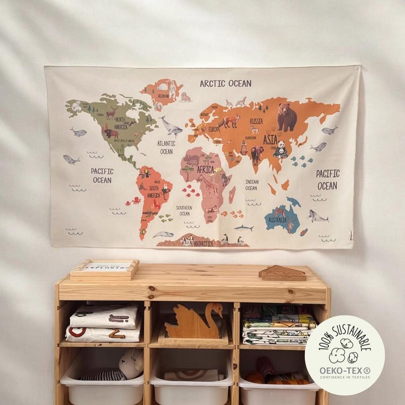 World Map Fabric - Etsy