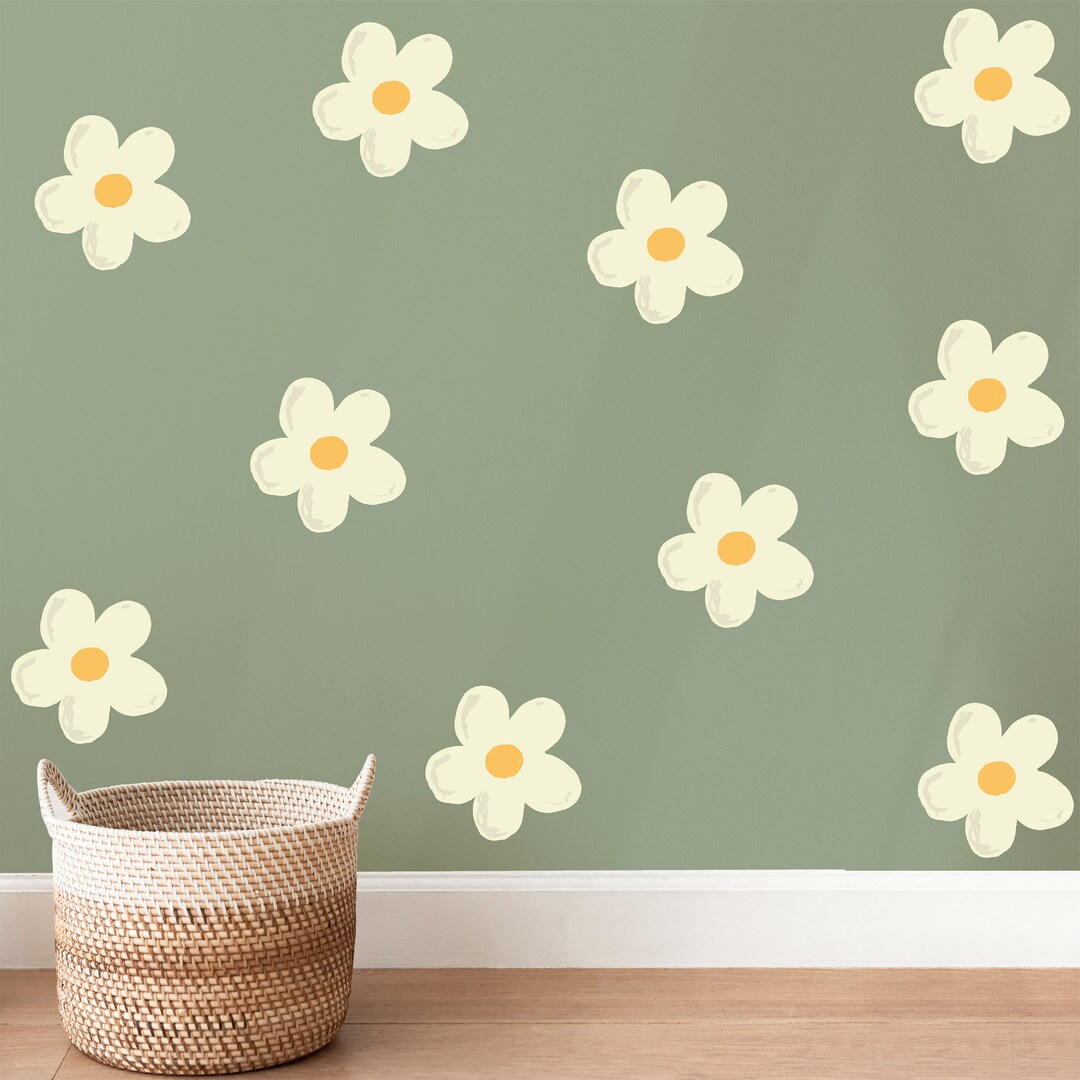 Boho Daisy Wall Decals / Daisy Flowers Mural / Daisy Stickers / Flowers ...