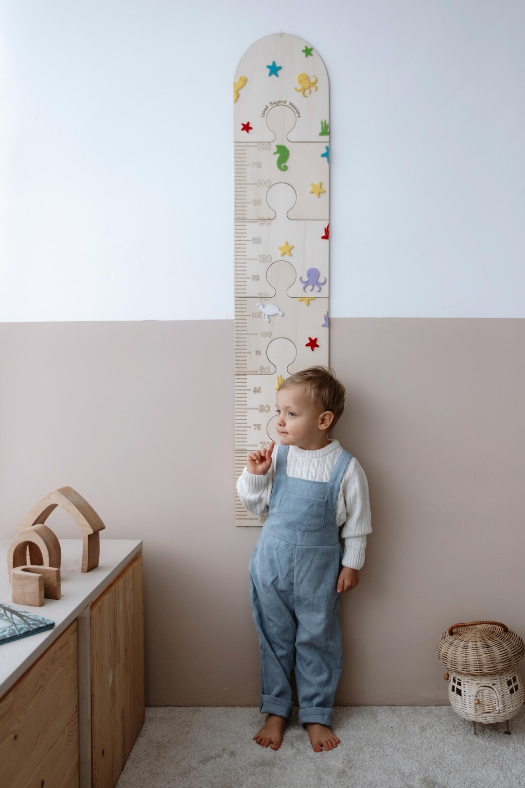Height Chart, Growth Ruler, Growth Chart for Kids, Naturel Wooden, Sea ...