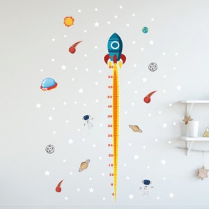 Space Rocket Growth Chart, Height Chart, Roket Growth Chart Decal ...
