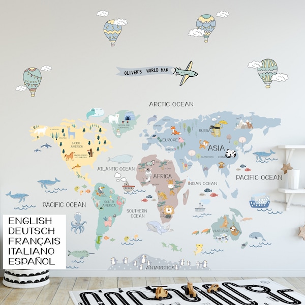 Peel and Stick Map Kids Room - Etsy