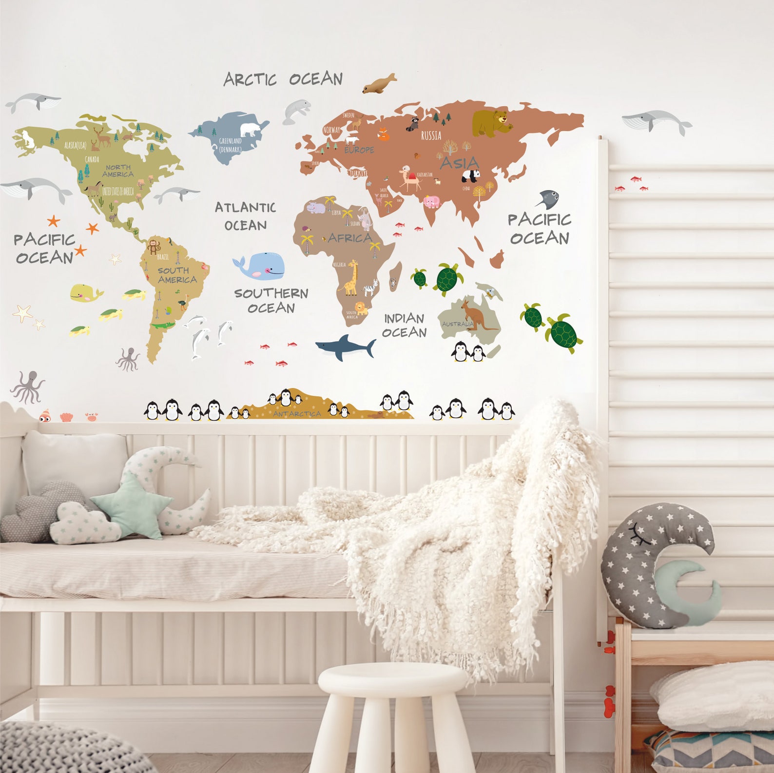 World Map Wall Sticker World Map Wall Decal World Map Decal | Etsy