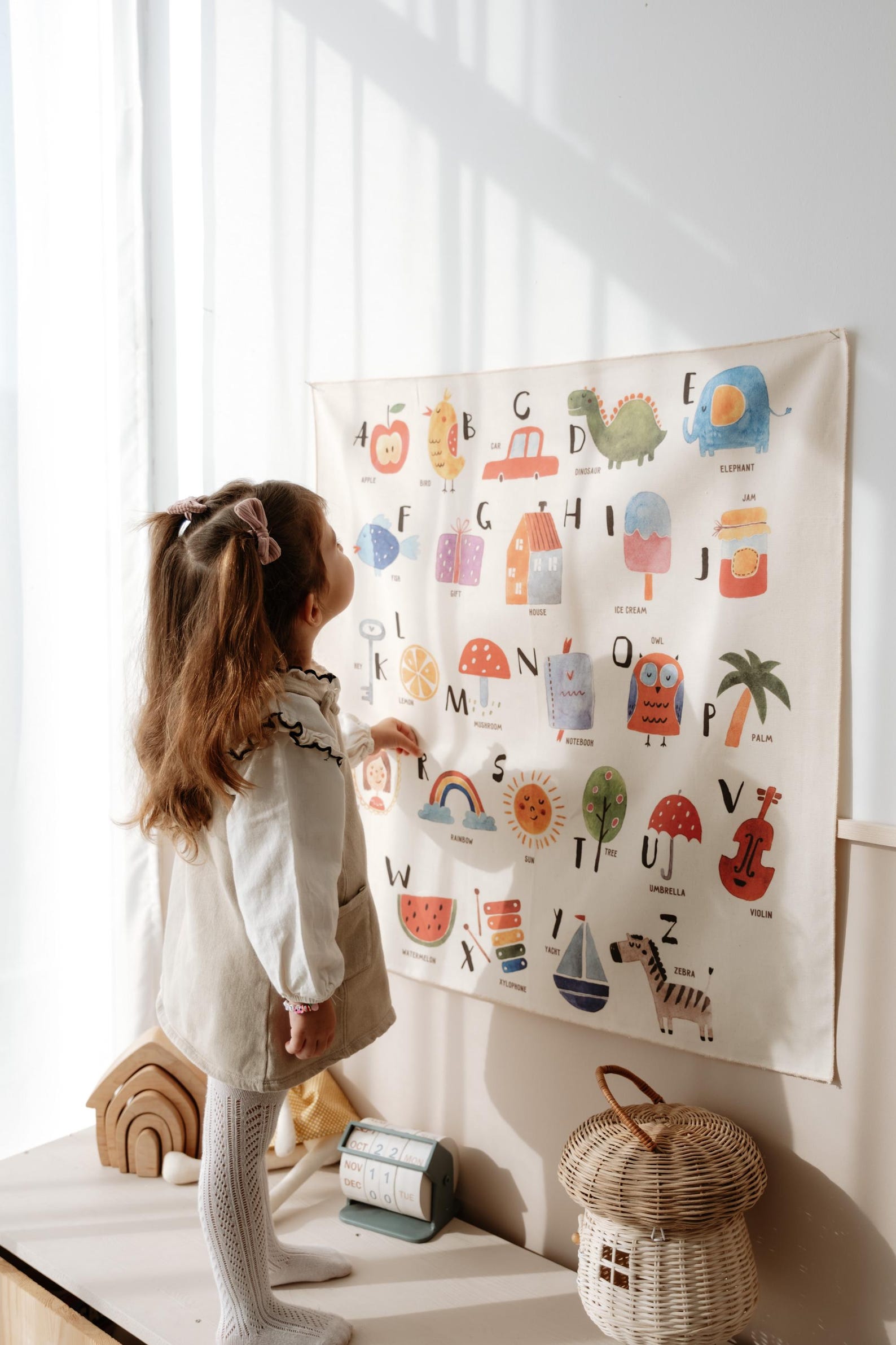 ABC Alphabet Organic Cotton Wall Hanging: Montessori Nursery Decor - Etsy