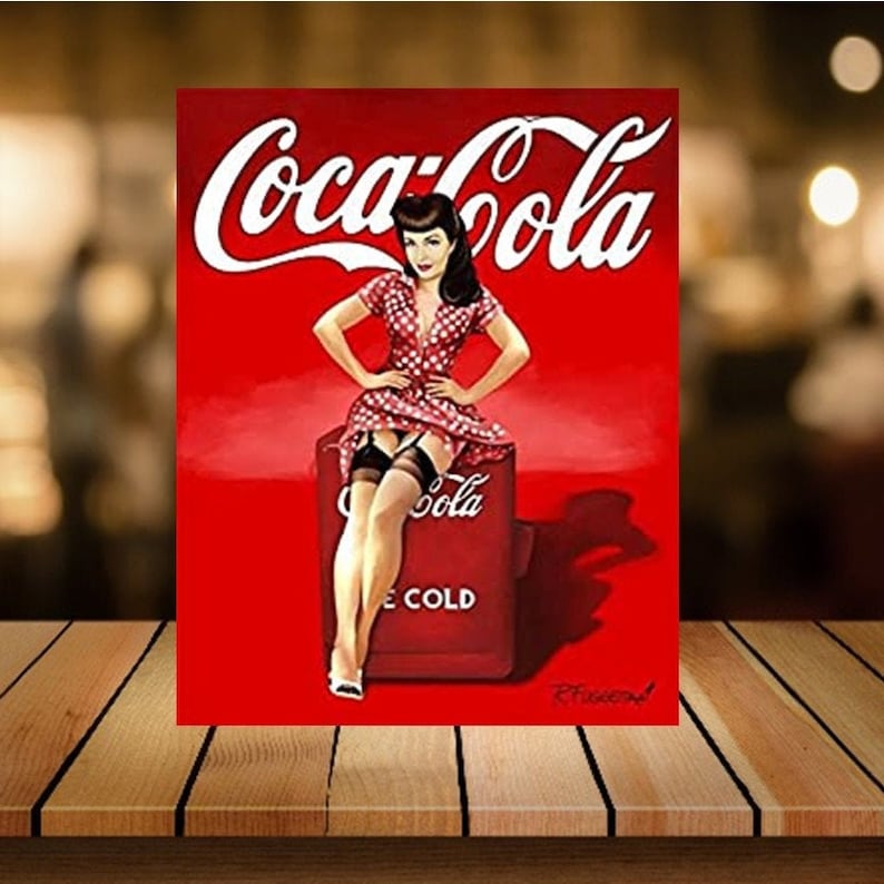 Sexy Lady Coca Cola Wall Sign Coke Retro Vintage Man Cave Etsy Uk