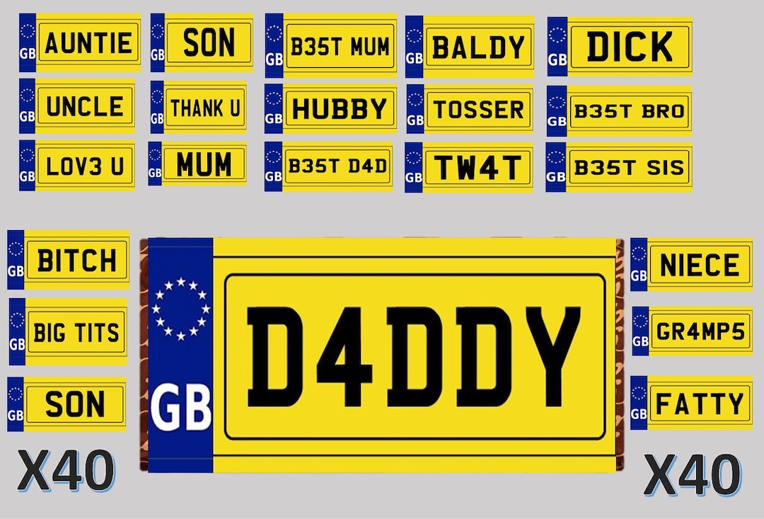 Instant Download Personalised Number Plate Funny Chocolate Bar Wrappers ...