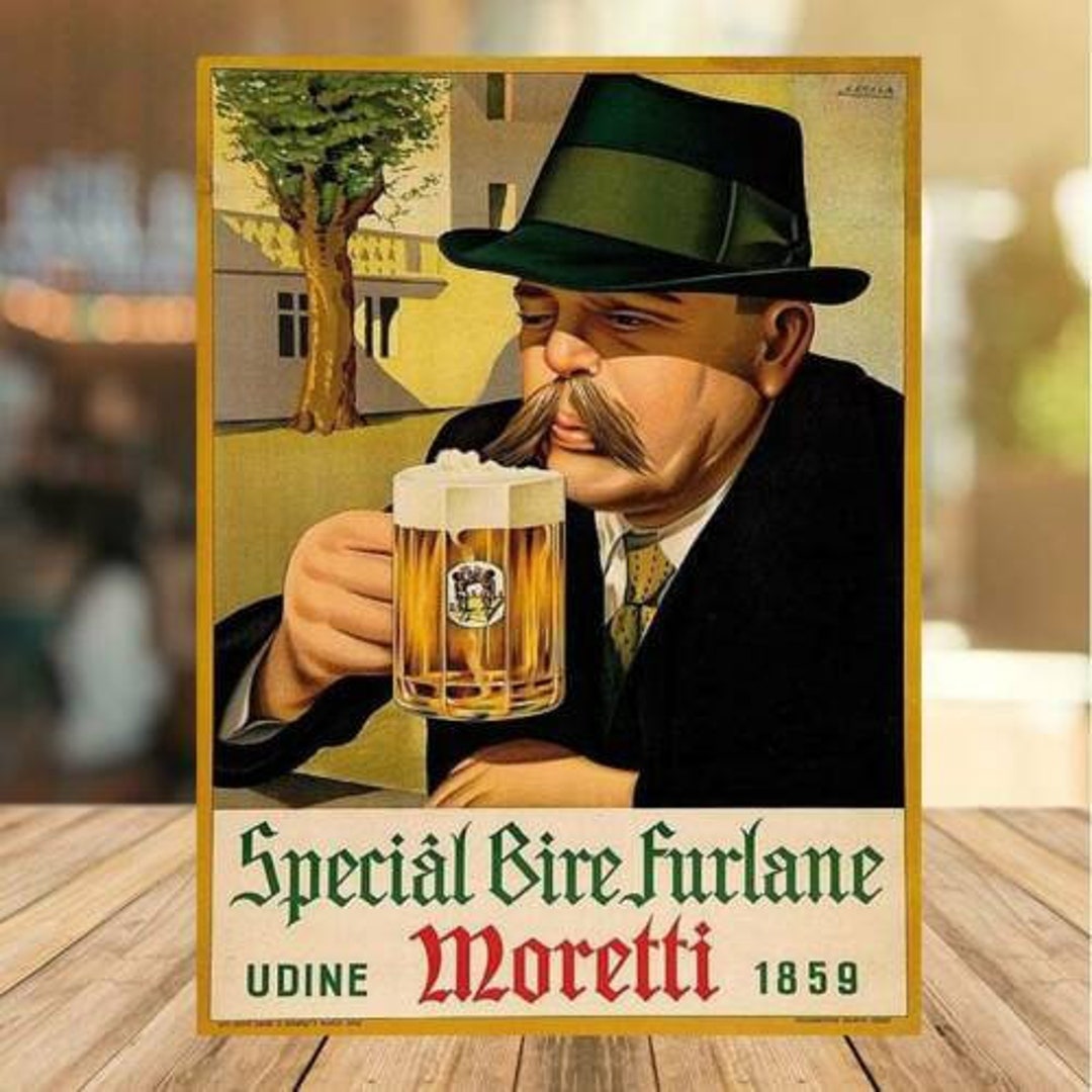 Birra Moretti Lager Beer Metal Wall Sign. Retro Vintage Man Cave Home ...