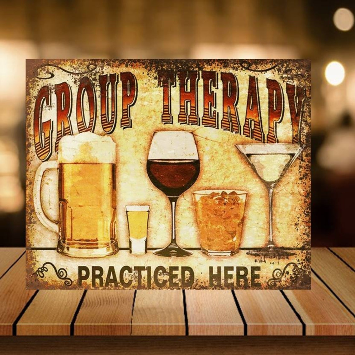 Funny Group Therapy Wall Sign. Retro Vintage Man Cave Home Bar - Etsy UK