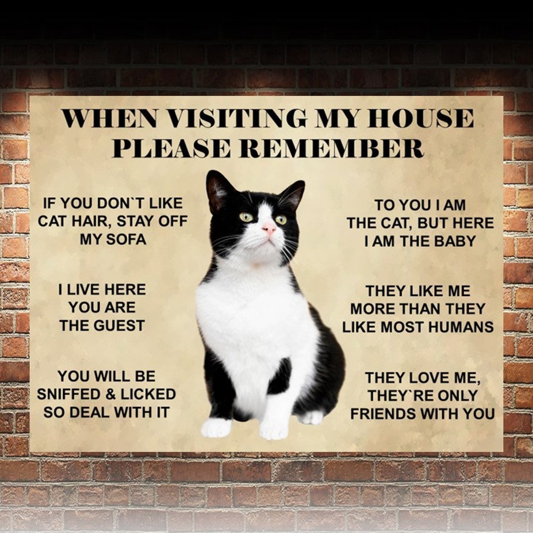 Funny Black & White Cat Wall Sign House Rules Cat Lovers Gift - Etsy