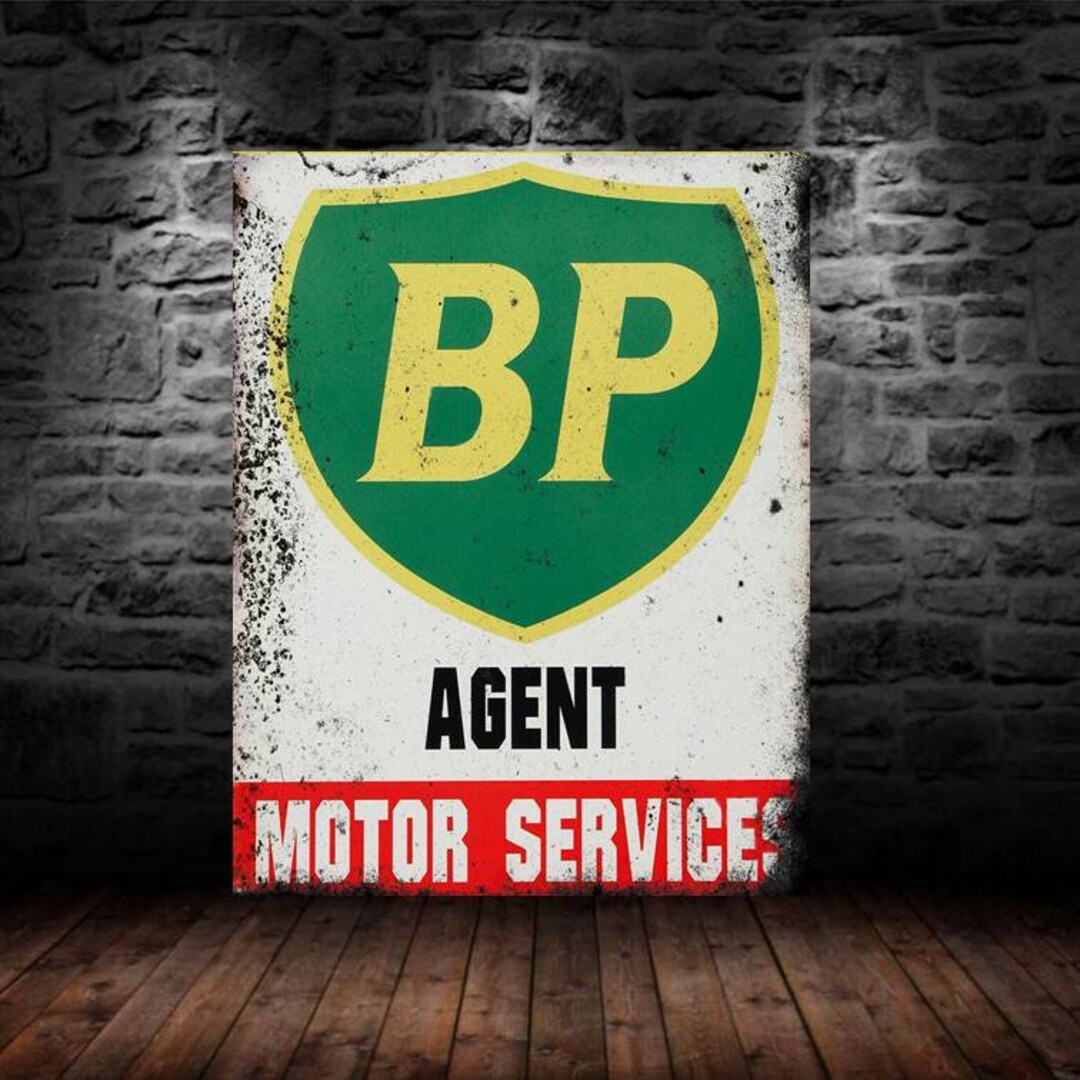 BP Motor Oil Sign Metal PLAQUE Shop Bar Man Cave Pub Home Bar Garage ...