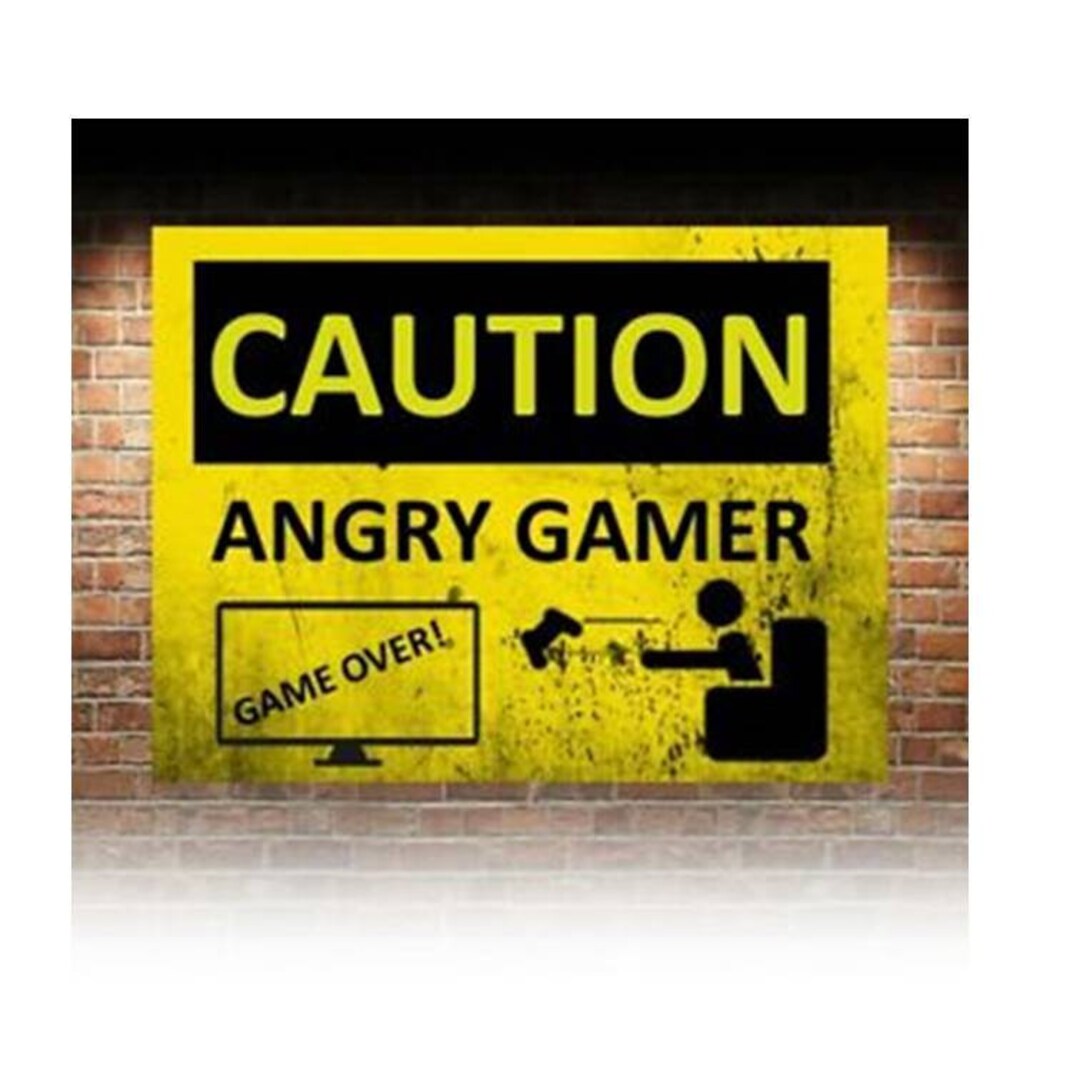 Funny Caution Angry Gamer Teenagers Room Bedroom Playroom Man Cave ...