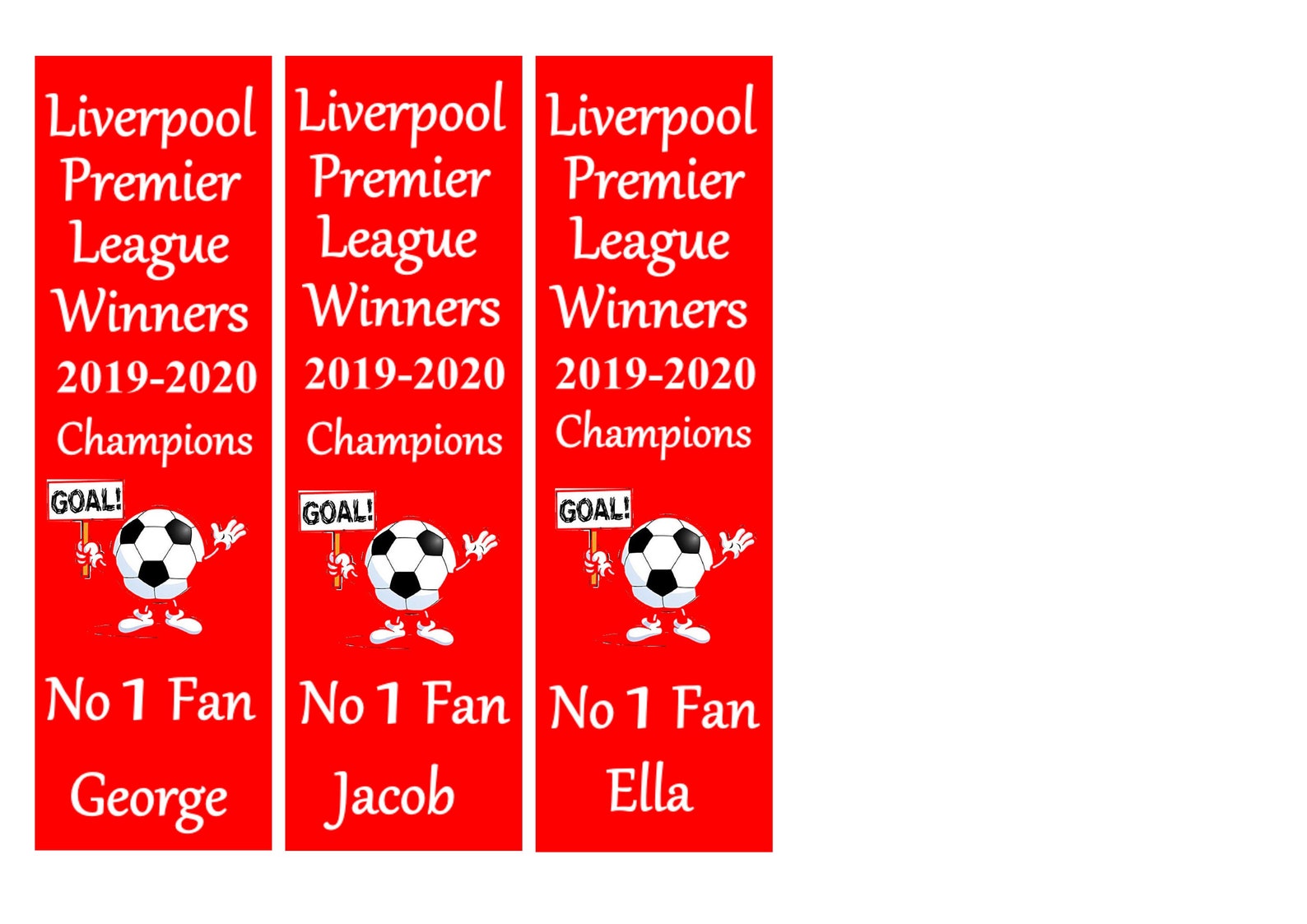 3 PERSONALISED Bookmarks LIVERPOOL CHAMPIONS 18cm X5cm - Etsy