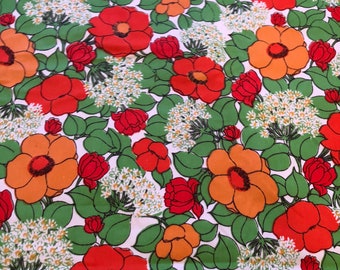 Vibrant and Beautiful 1970s Springs Mills Inc. Vintage Flower Power ...