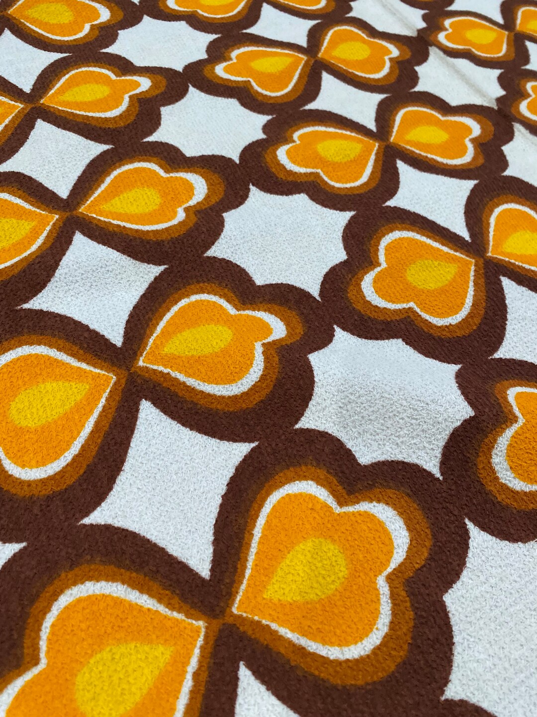 Amazing 1970s Vintage Terry Cloth Cotton Fabric in a Cool Retro Pattern ...