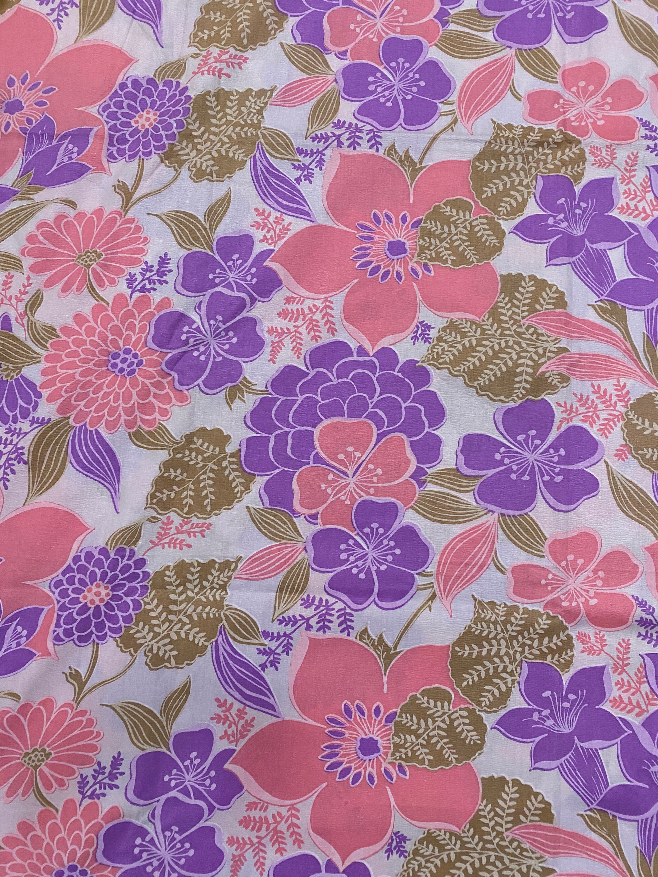1 Meter Hübsche in Pink und Lila Vintage 1970er Jahre Flower Power ...