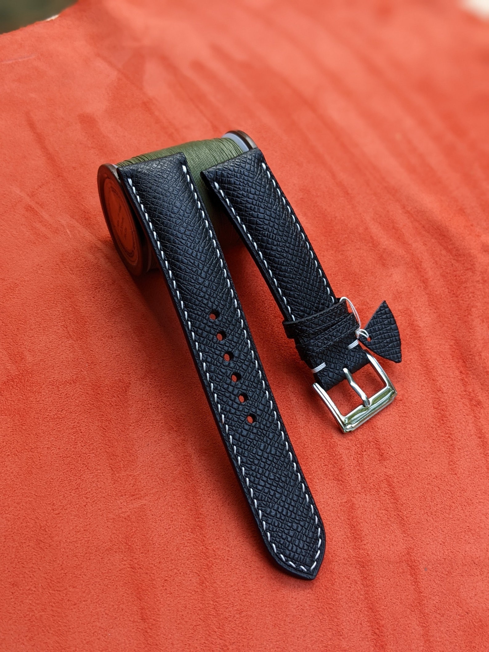 Black Taiga Leather Watch Strap: Handmade Band (18mm-24mm) - Etsy