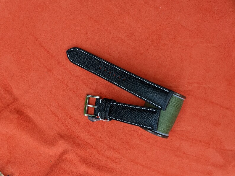 Black Taiga Leather Watch Strap: Handmade Band (18mm-24mm) - Etsy