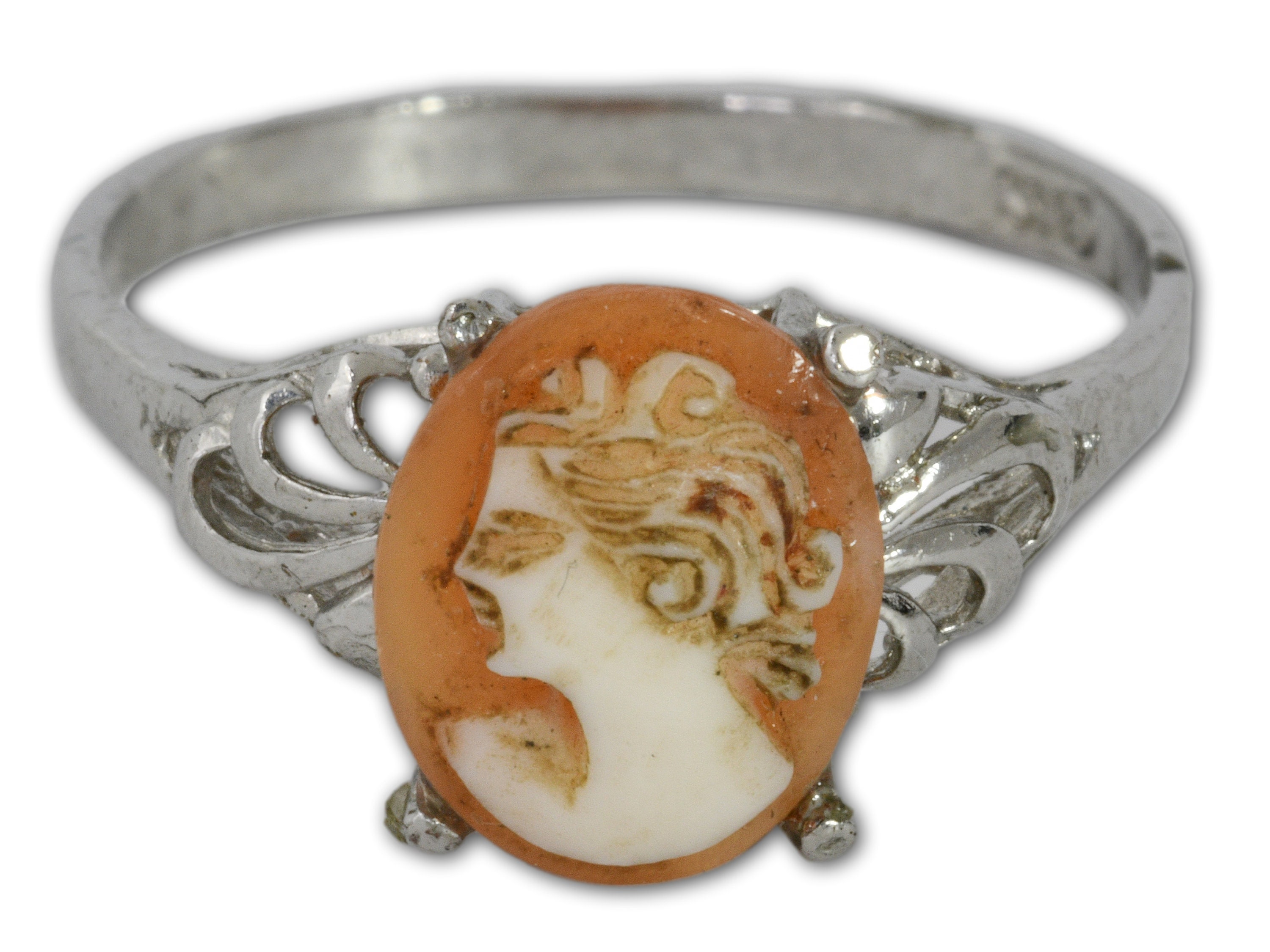 Vintage 925 Sterling Silver Small Conch Shell Oval Cameo Ring - Etsy