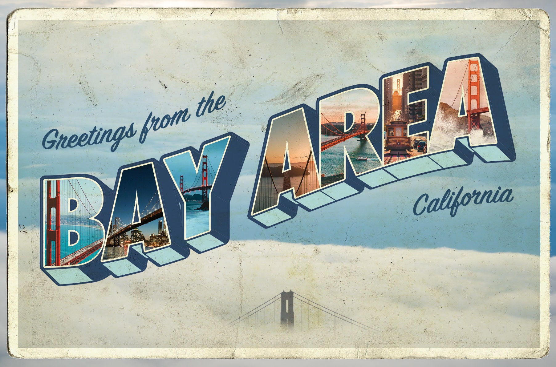 Vintage Bay Area Postcard/sticker- Sendable Postcard to Loved Ones From ...