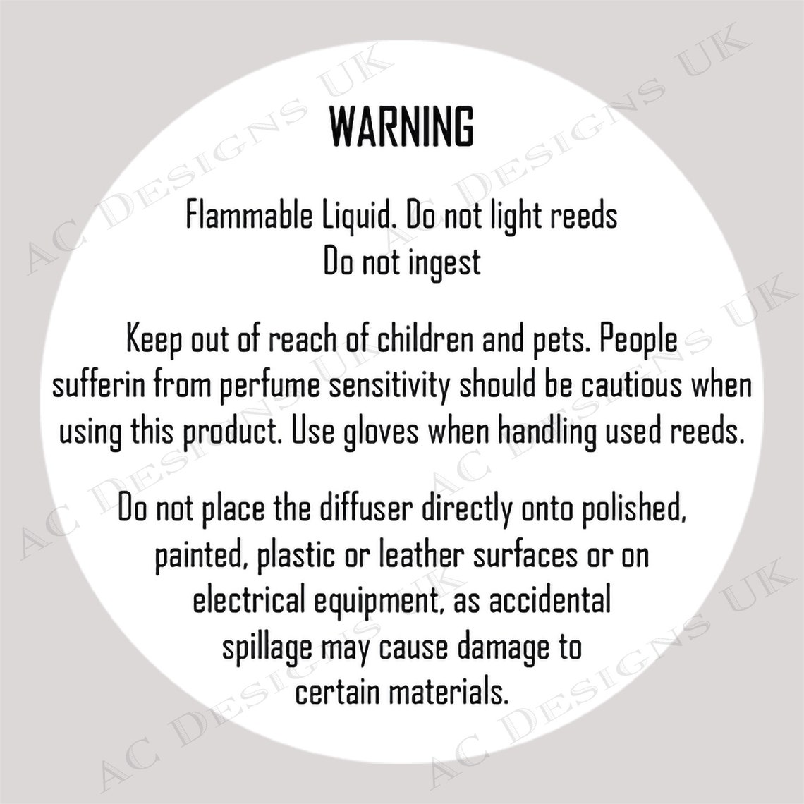Reed Diffuser Warning Labels Downloadable Labels Reed | Etsy