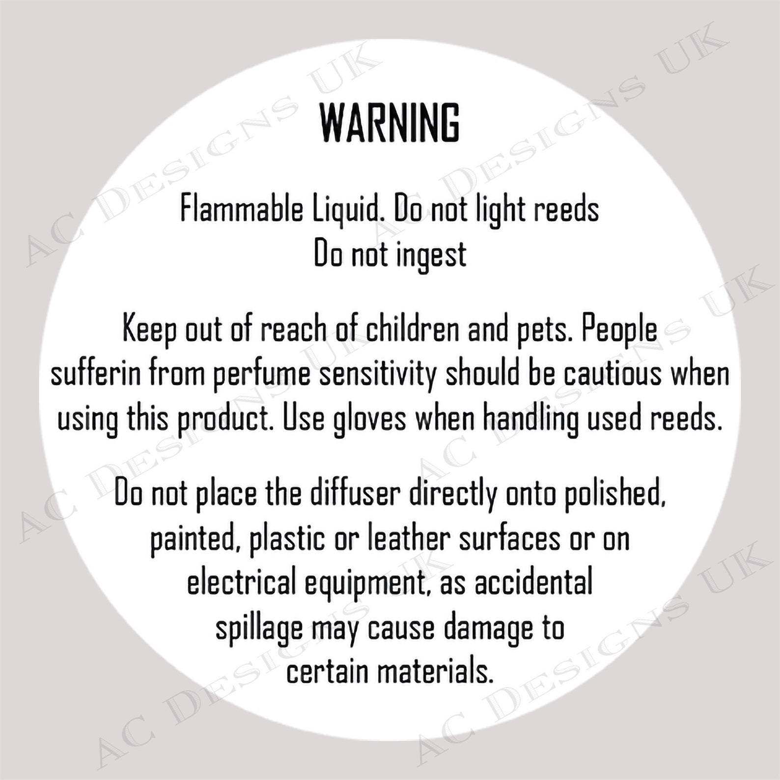 Reed Diffuser Warning Labels Downloadable Labels Reed | Etsy