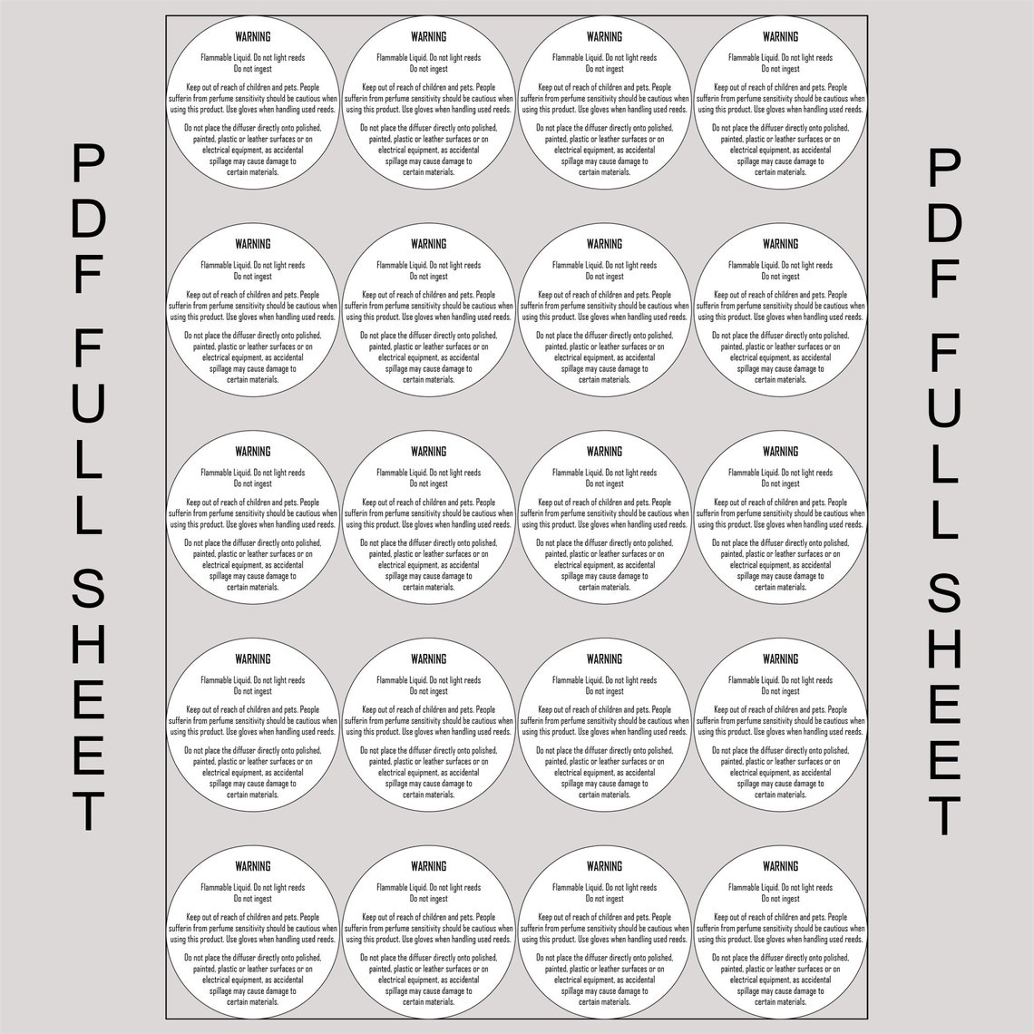 Reed Diffuser Warning Labels Downloadable Labels Reed - Etsy