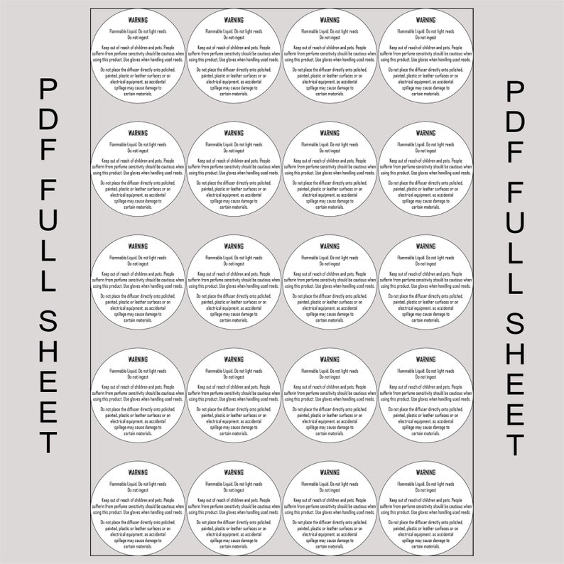 Reed Diffuser Warning Labels Downloadable Labels Reed - Etsy