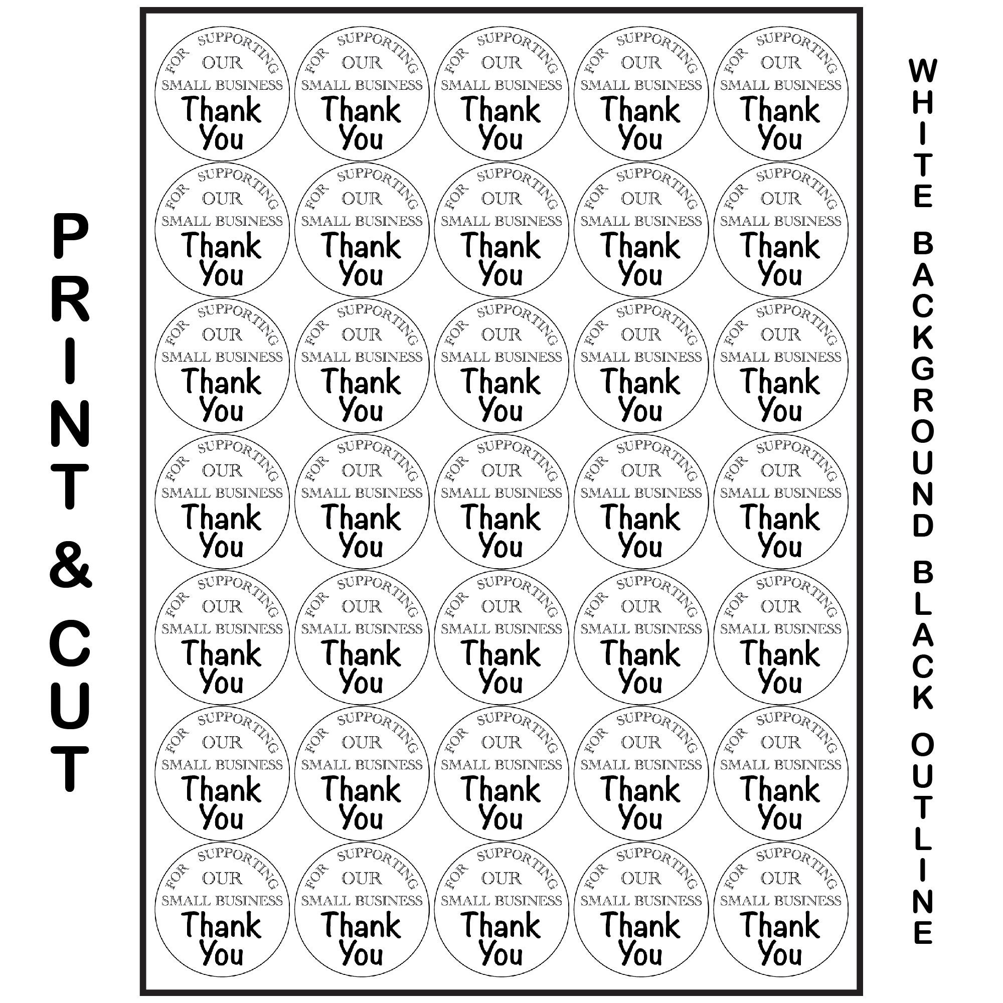 Thank You Round Labels, Printable Packaging Stickers (PNG, PDF, SVG ...
