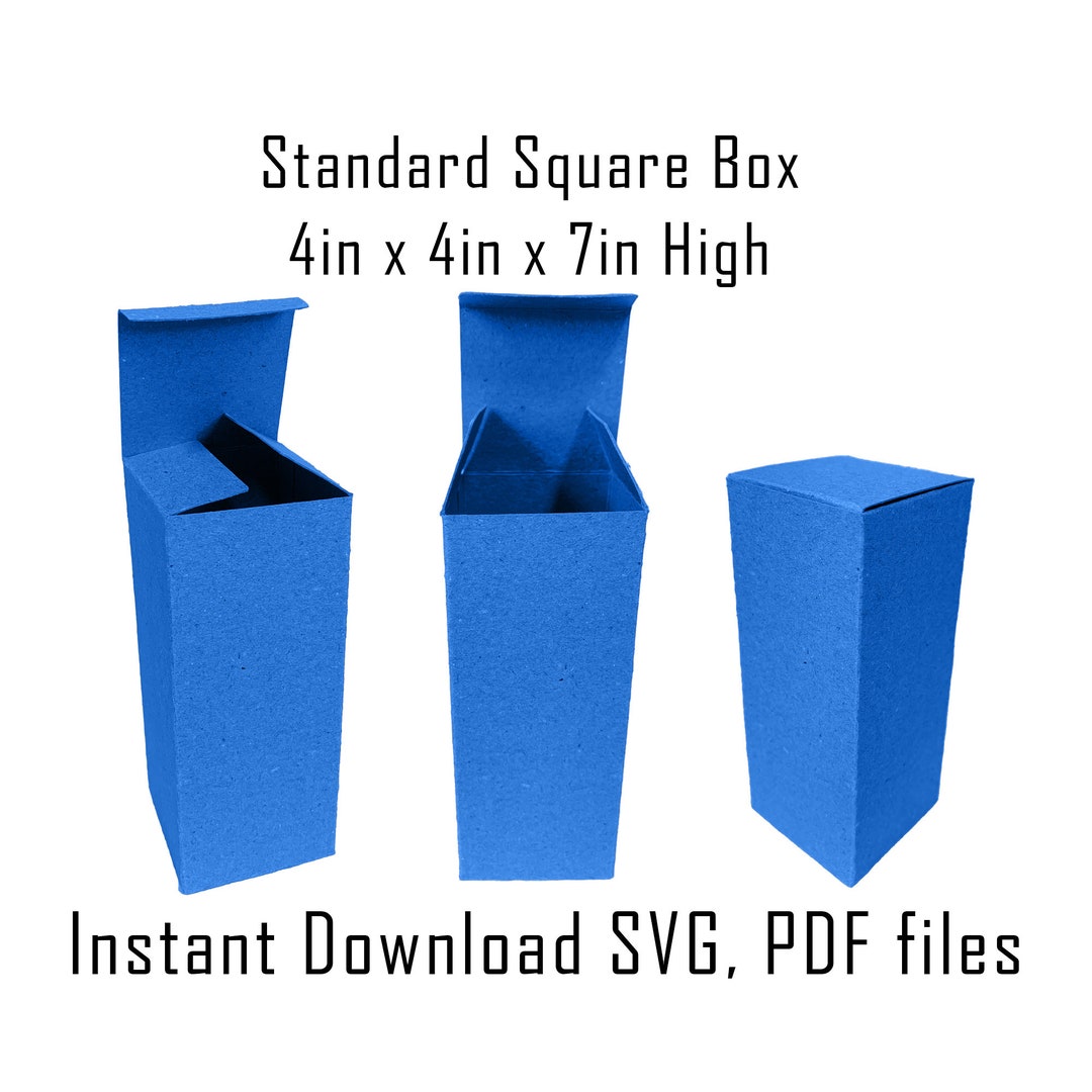 Tall Square Bottle Box Template, 4x4x7in, SVG, PDF (digital Download ...