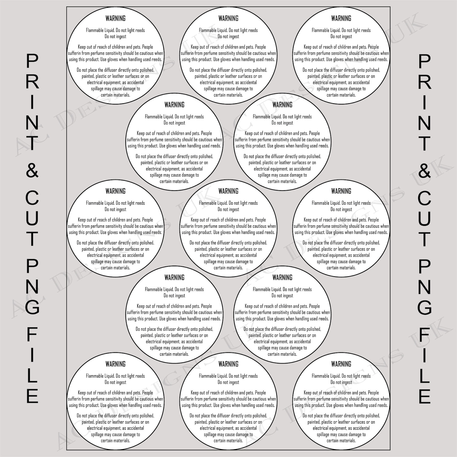 Reed Diffuser Warning Labels Downloadable Labels Reed - Etsy