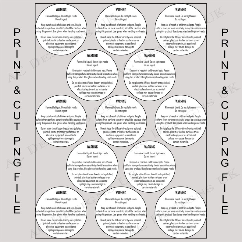 Reed Diffuser Warning Labels Downloadable Labels Reed - Etsy