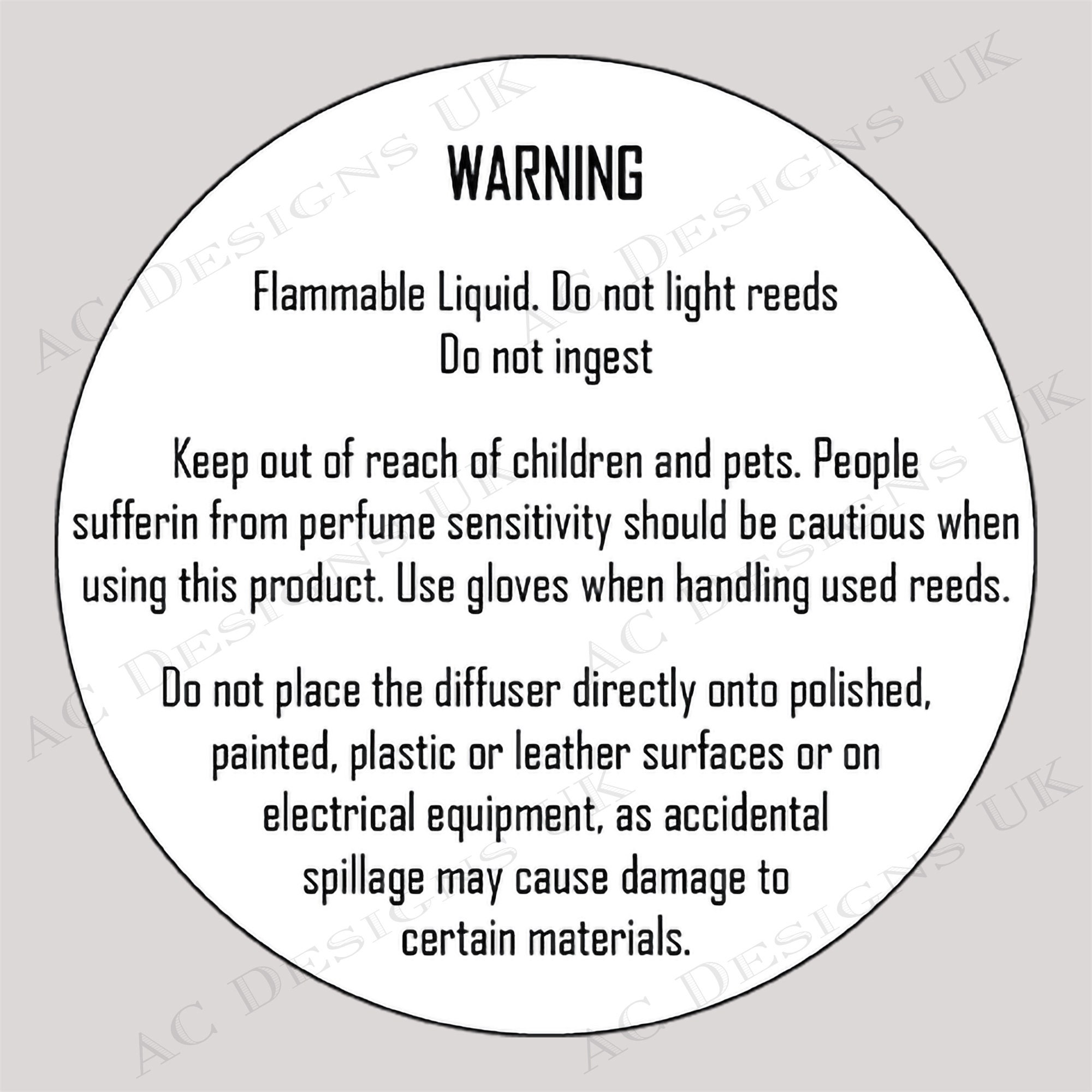 Reed Diffuser Warning Labels Downloadable Labels Reed | Etsy